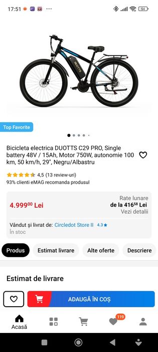 Bicicleta electrica roti 29 Visan • OLX.ro