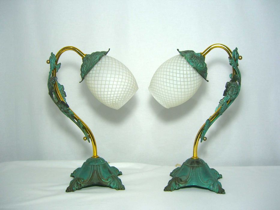 Set veioze Art Nouveau, alama verde gris, vintage Iasi • OLX.ro