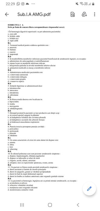 Grile și exerciții AMG (asistent medical generalist) Fagaras • OLX.ro