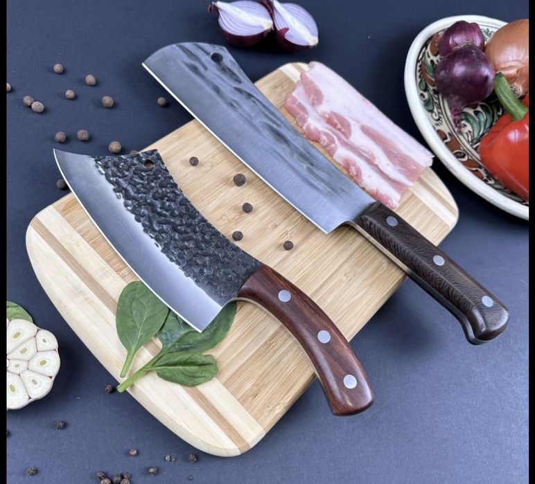 SET 2 Cutite fer forjat 27 - 33cm tip satar, lama otel inox, maner lem ...