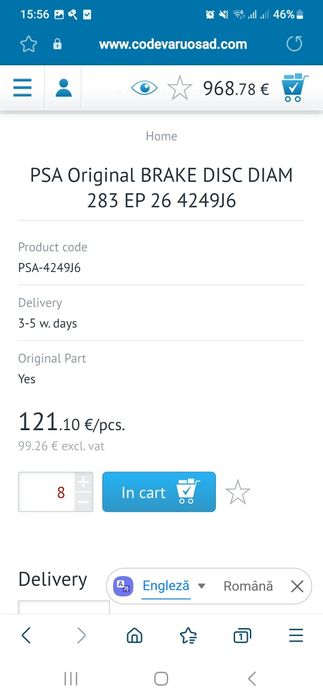 Discuri frana PSA original Brasov • OLX.ro