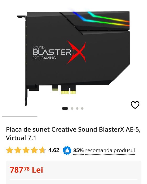 Placa de sunet Creative Sound BlasterX AE-5, Virtual 7.1 32biti Buzau ...