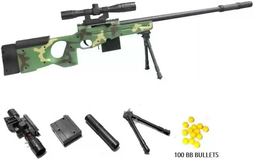 Pusca sniper cu bile calibru 6mm,luneta laser,bipod,500 bile,super ...