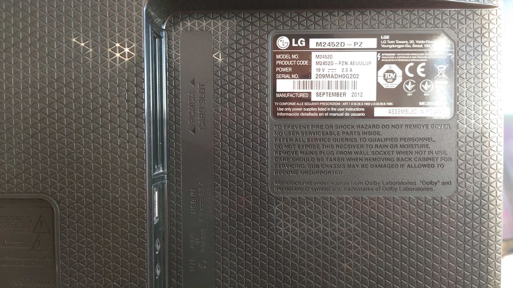 Телевизор-мон.LED IPS LG 24", Wide, TV тунер, Full HD, HDMI, M2452D-PZ гр. Варна Бизнес парк ...