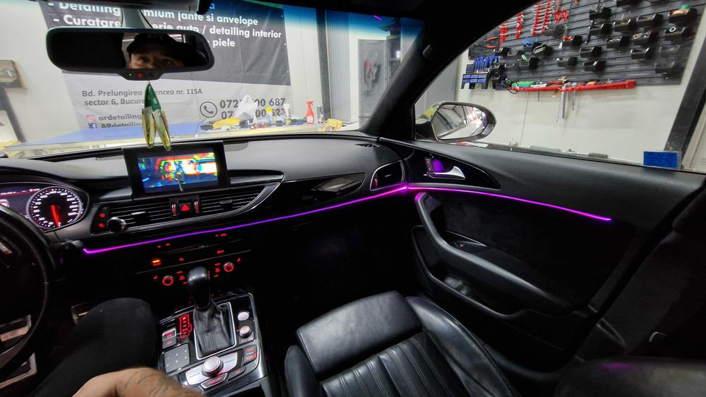 Retapitare plafon Range Rover textil/alcantara gri/negru/bej + lumini ...