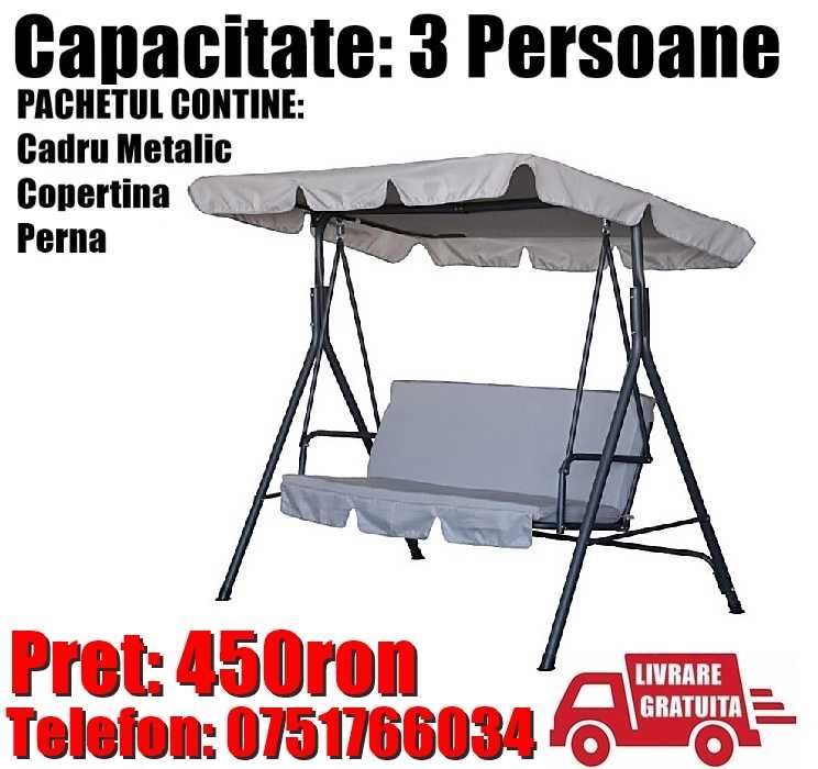Balansoar Leagan Relaxare Curte Gradina 3 Persoane Gri LivratGRATUI GR ...