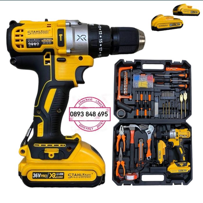 Акумулаторен Ударен Винтоверт + 111 части Инструменти STAHL MAYER 36V гр. Пловдив Каменица 1 ...