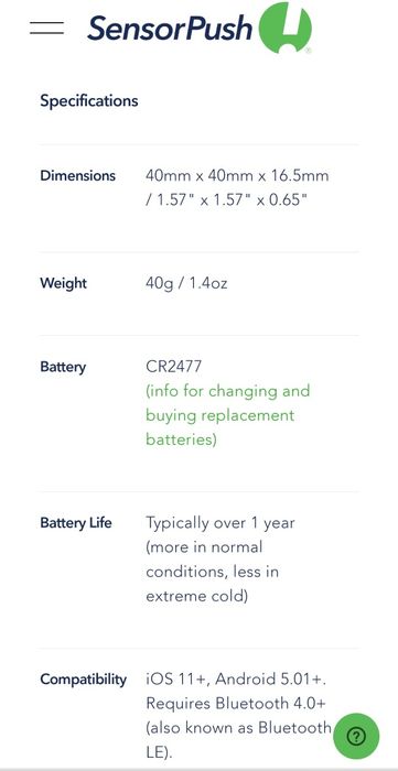 Hygrometru termometru smart bluetooth Iphone Android Sensorpush HT1 ...