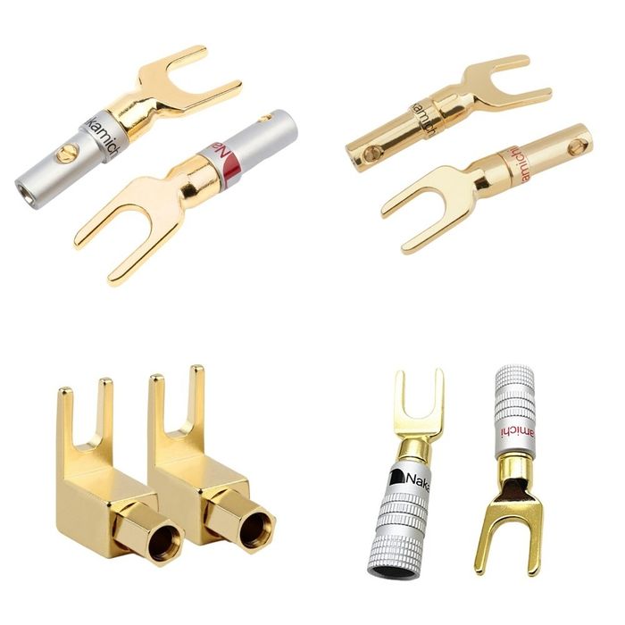 Conectori mufe Nakamichi audio cablu boxe Y furca spade conector mufa ...