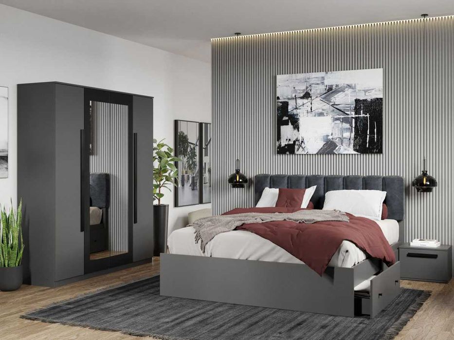 Set dormitor 4 piese Gri Antracit Stone C04 Arad • OLX.ro