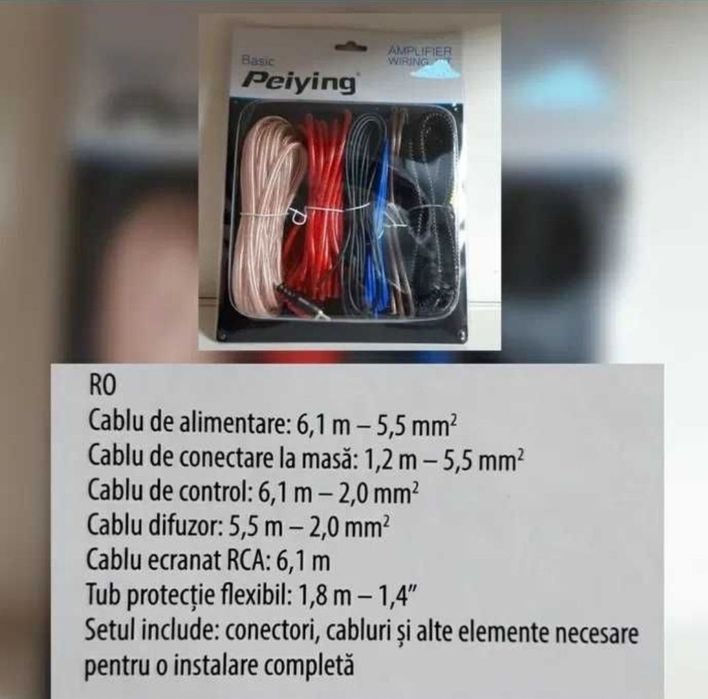 Kit Cabluri Amplificator Cablu Statie Auto Kit Cabluri Subwoofer Auto ...