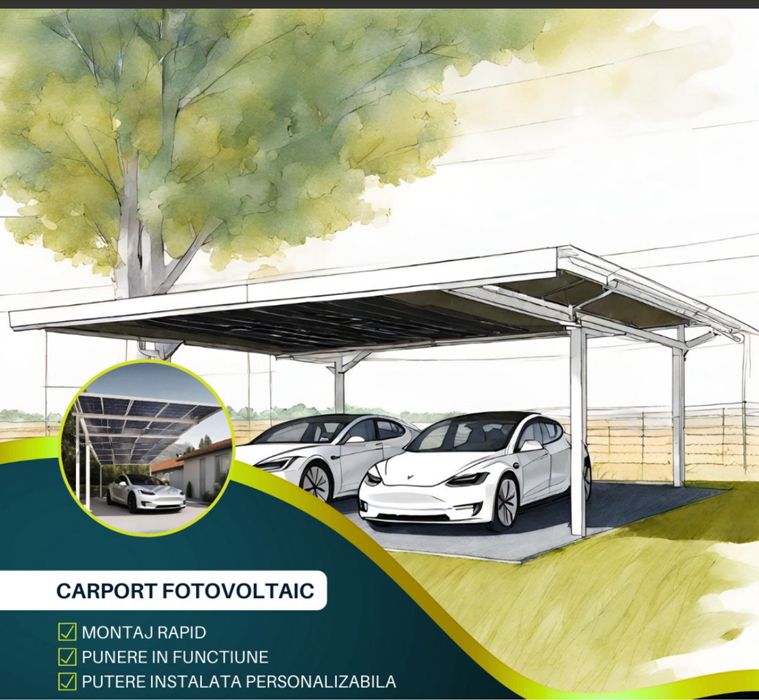 Carport Fotovoltaic 7 kw pentru 2 masini cu instalare in maxim 4h Ilfov ...