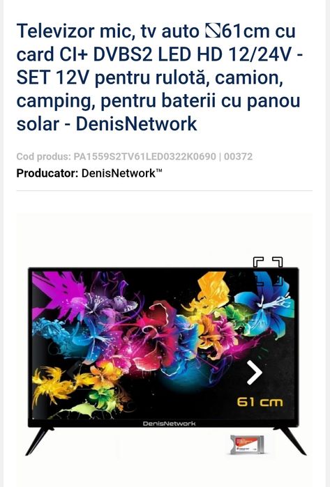 Televizor/tv auto 61cm LED HD 12/24V - SET 12V rulota Denisnetwork ...