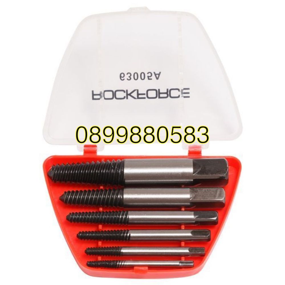 Комплект от 6 части екстрактори за скъсани болтове Rockforce гр ...