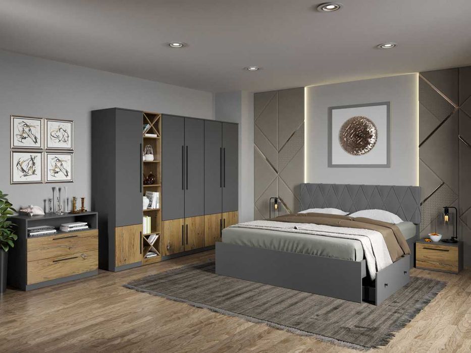 Set dormitor complet Gri/Stejar Poema C11 Constanta • OLX.ro