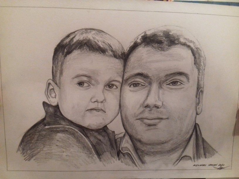 Portrete de familie ,in creion, după fotografii , Bacau • OLX.ro