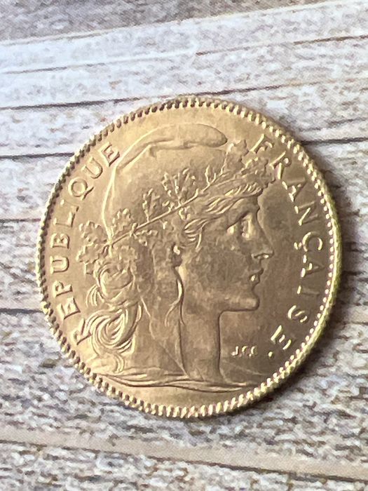 Moneda aur Franta 10 Francs (10 franci). 3,22 gr, 22K, Cocosel Bucuresti Sectorul 2 • OLX.ro
