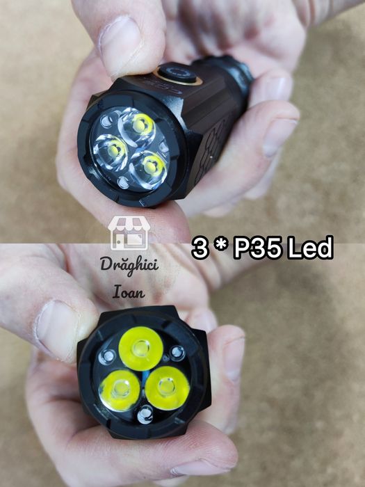 MiniTORCH TURBO 3*P35 - Lanterna mica PROFESIONALA, PUTERNICA cu clips Videle • OLX.ro