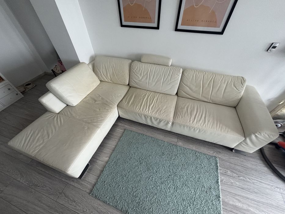 Canapea colțar din piele naturală + huse incluse Valea Lupului • OLX.ro