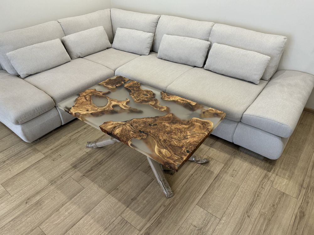 Холнa масa от маслина и епоксидна смола 120х70 Epoxy Table Olive Wood