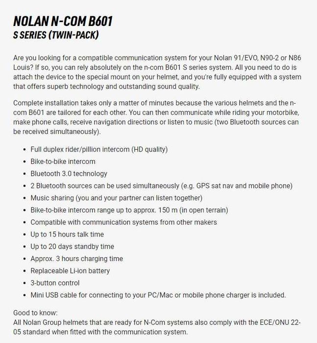 Vând Intercom Moto NOLAN N-COM B601 S Series (Twin-Pack) Bucuresti ...