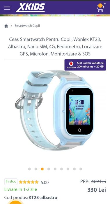 Ceas smartwatch copii wonlex kt23 cu Sim Arad • OLX.ro