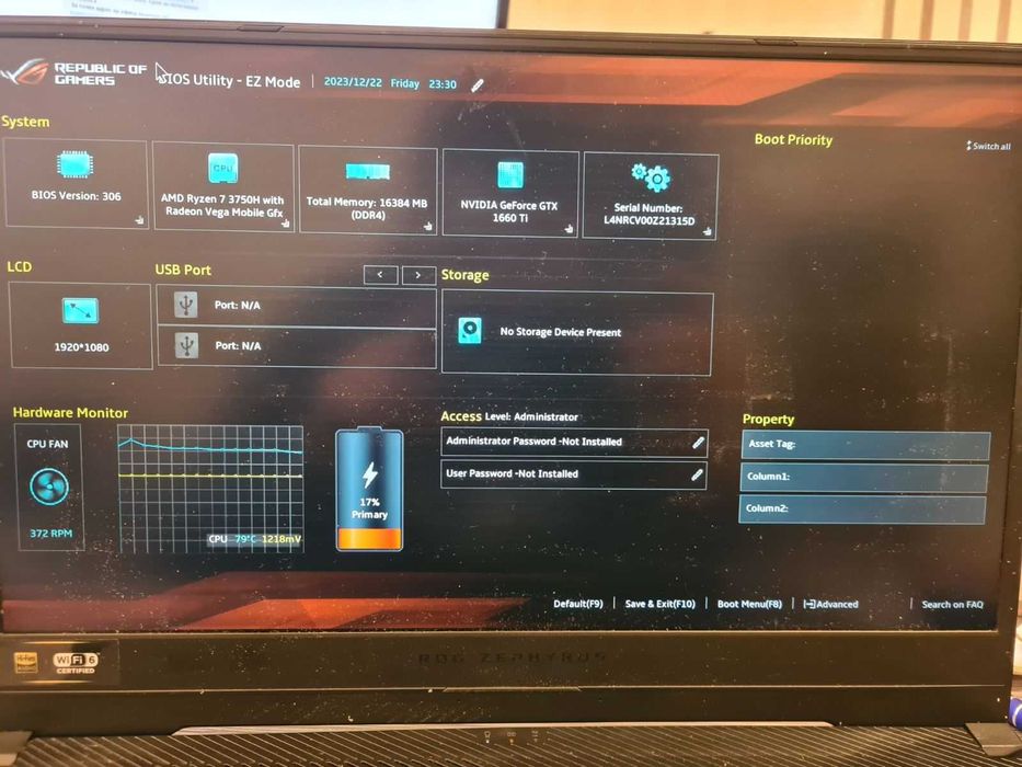 Лаптоп ASUS ROG Zephyrus G15 GA502 Ryzen 7 3750H 1660 Ti RAM 16GB гр ...