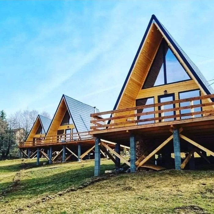 Cabane tip A frame, case din lemn rotund, foișoare magazii Arad • OLX.ro