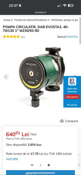 POMPA CIRCULATIE, DAB EVOSTA2, 40-70/130 + grup de amestec Olteni • OLX.ro