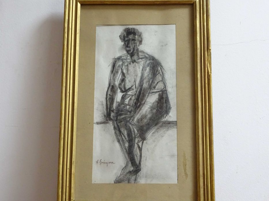 Vasile Grigore - ’Pe faleza’, Lucrare deosebita in tehnica mixta ...