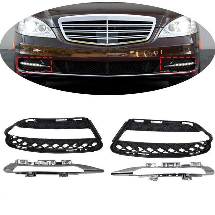 Хромирано капаче за дневна светлина Mercedes w221 09-13 facelift гр ...