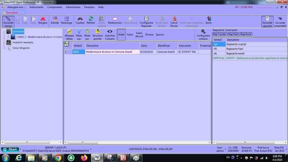 LICENȚĂ DEFINITIVĂ Soft Program Devize Construcții InterSoft Baia Sprie ...