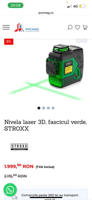 Nivela laser 3D, fascicul verde, STROXX nivela laser 360 grade hilti ...