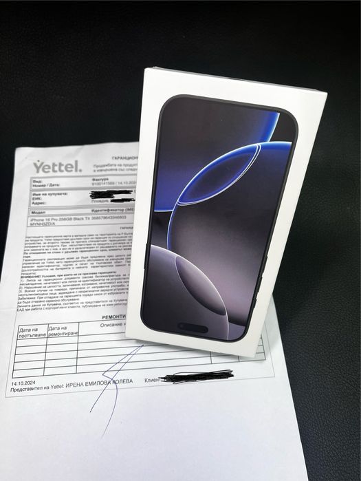 Apple iphone 16 pro Black 256 Чисто нов запечатани гаранция yettel гр ...
