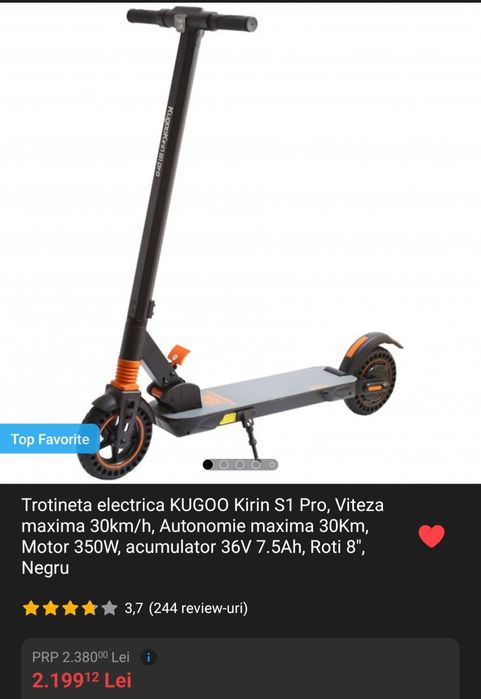 Trotinetă Electrică Riley RS2 Black NOUĂ KUGOO Kirin S1 Pro 60% REDUCE ...