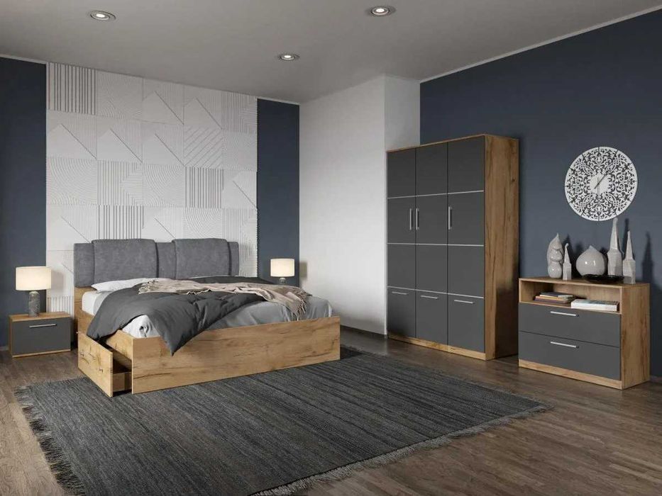 Set dormitor complet Gri/Stejar Adapto C01 Sighetu Marmatiei • OLX.ro