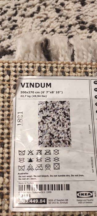 Covor Vindum(IKEA) 200/270 cm cu fir lung, foarte puțin folosit. Reghin ...