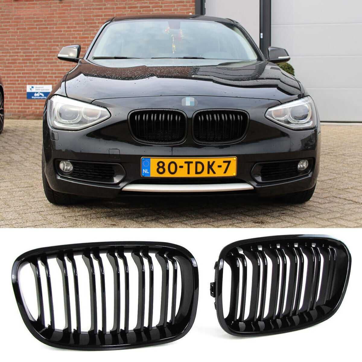 Решетки Бъбреци за BMW F20 F21 БМВ Ф20 Ф21 Черен Гланц Двойни гр. Стара ...