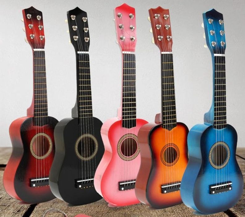 Chitara din lemn pentru copii, 6 corzi metalice 55cm/ diverse culori Voluntari • OLX.ro