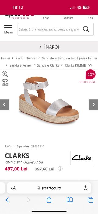 Sandale piele Dama * Clarks Kimmei Ivy* Marmea 40/ Noi in cutie Onesti ...