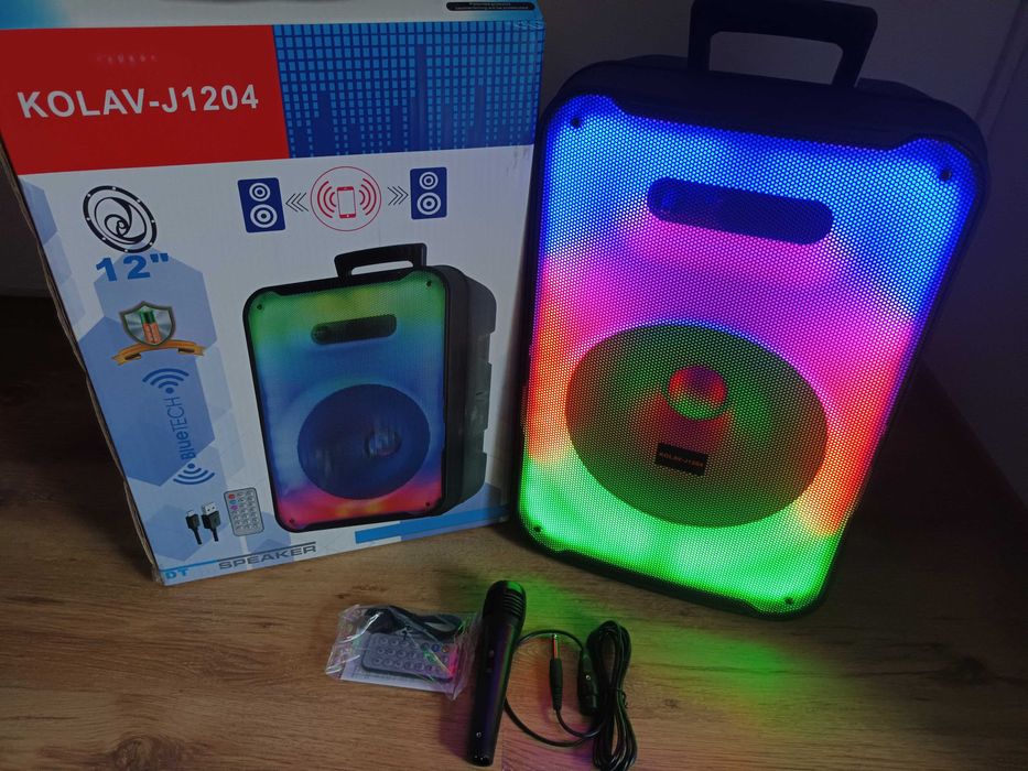 Boxa karaoke bluetooth portabila USB/Microfon/Lumini stil flacara 50cm ...