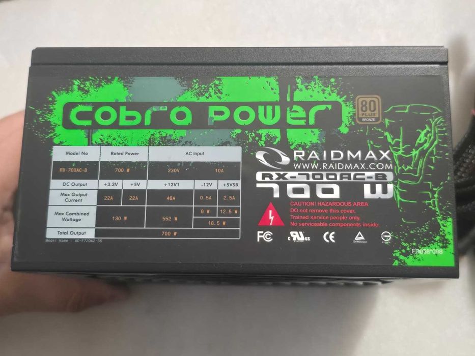 Sursa PC RAIDMAX Cobra RX-700AC-B Continuous 700W 80 PLUS BRONZE Cert ...
