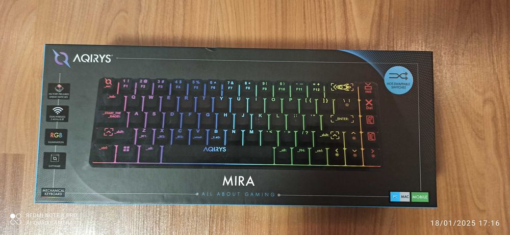 Tastatura Gaming Wireless mecanica AQIRYS Mira, Bluetooth, USB Husi ...