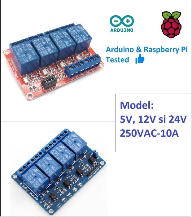 Modul Cu 4 Relee 5v 12v Si 24v Optocuplor Ttl Releu Arduino Auto Arm