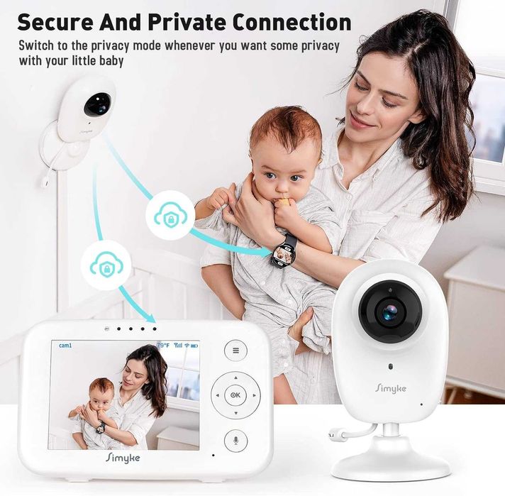 Camera monitorizare bebelus, Wirless cu monitor si app Simyke 1080P ...