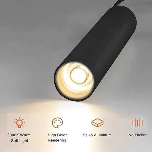 Lustră Suspendată Neagră, LED, Montaj Pe Perete/Tavan, Iluminare Caldă ...