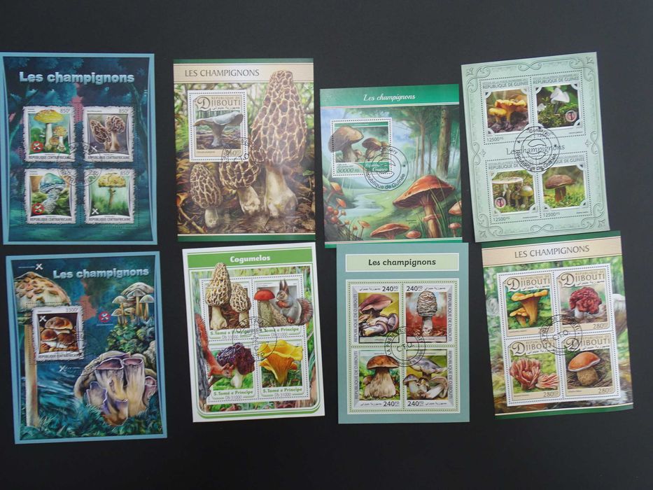 50 colite stampilate , timbre tematice Flori/Ciuperci (Lot 3056 ...
