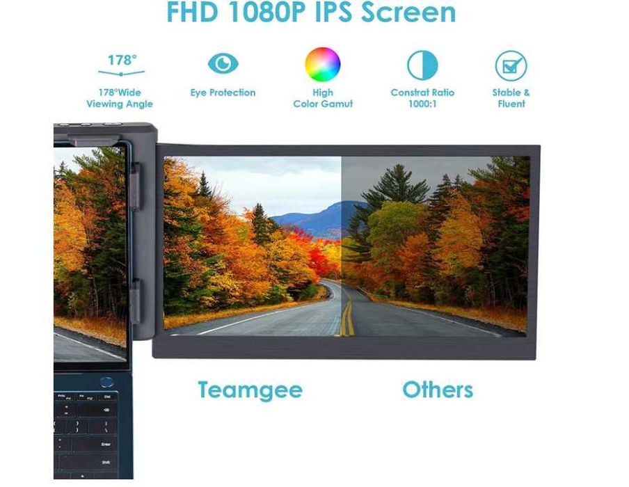 NOU Monitor portabil TeamGee P2 PRO Tri Screen FULL HD IPS Tip C Arad ...