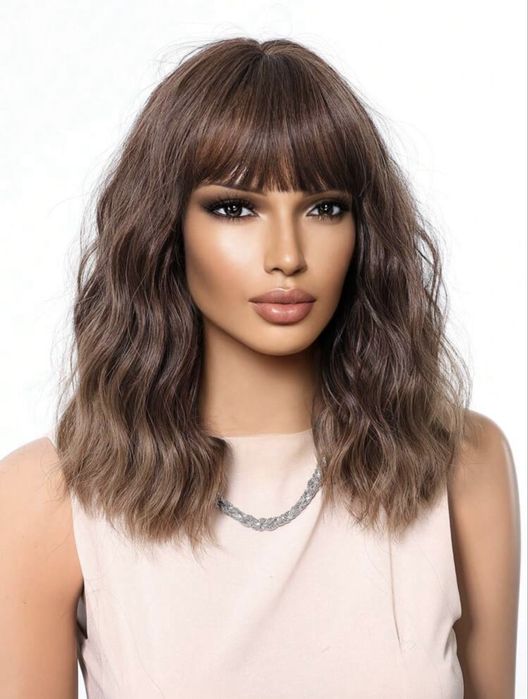 Peruca M10 Satena Castanie Bob Ondulata Creata cu Breton Cluj-Napoca ...