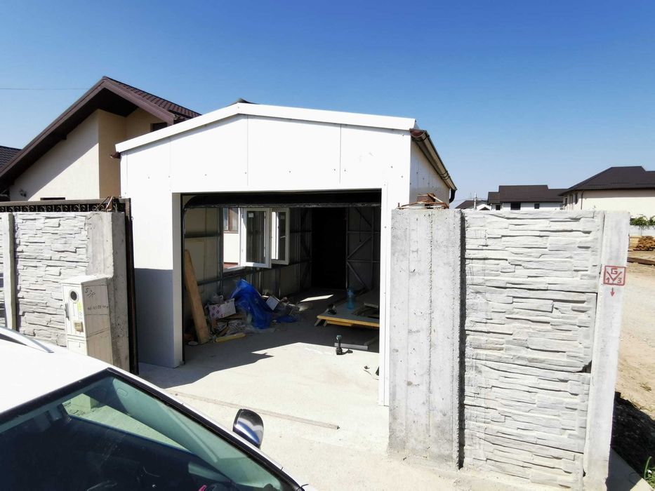 Garaj cu totul din structura metalica usoara + panouri izolate ...